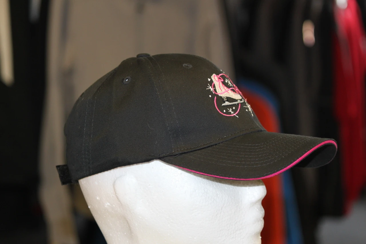 Skate Hat Pink Trim Figure Skating Logo Design Hollywood Filane