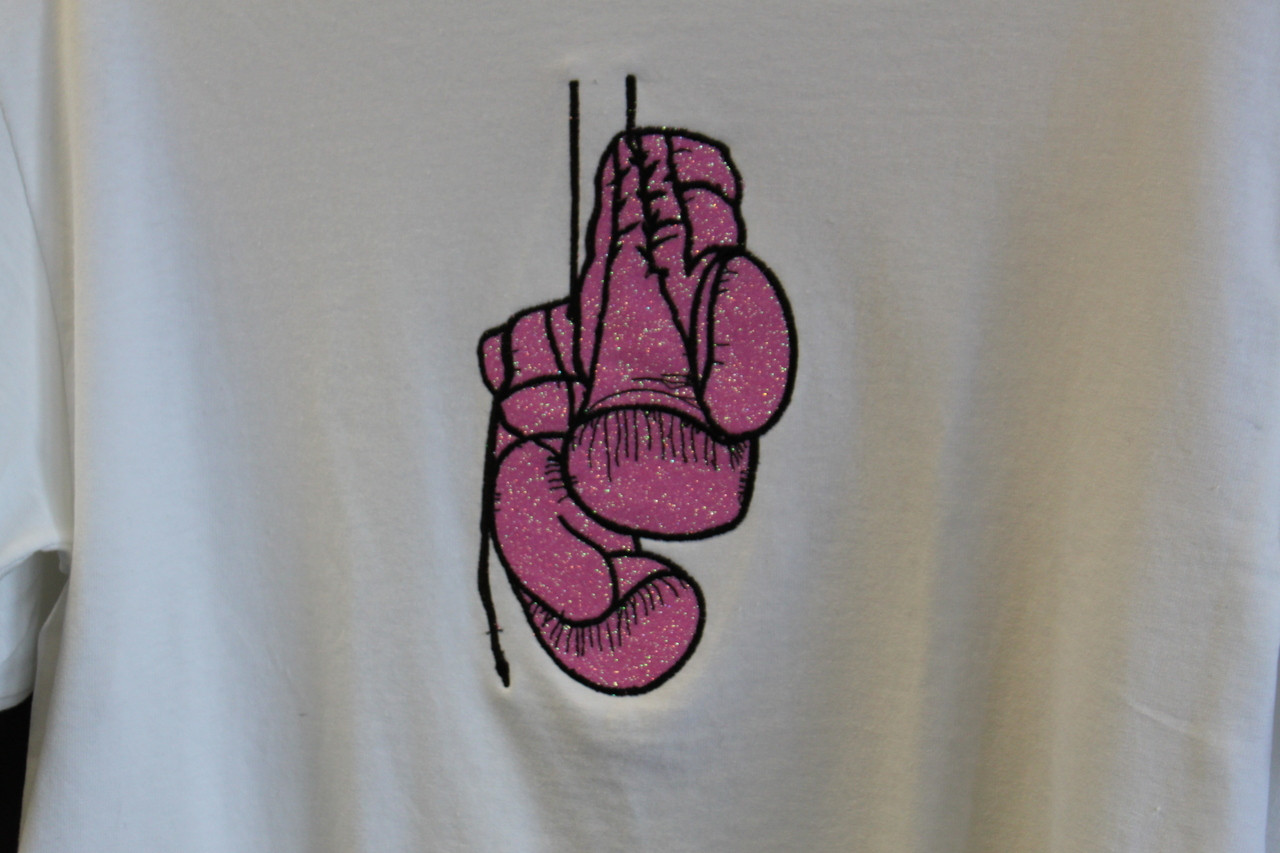 Boxing Gloves - Glitter flake embroidered applique Boxing t-shirt ...