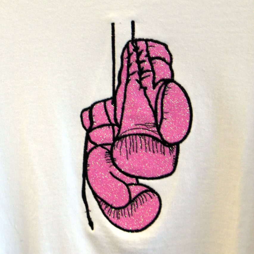 Boxing Gloves - Glitter flake embroidered applique Boxing t-shirt ...
