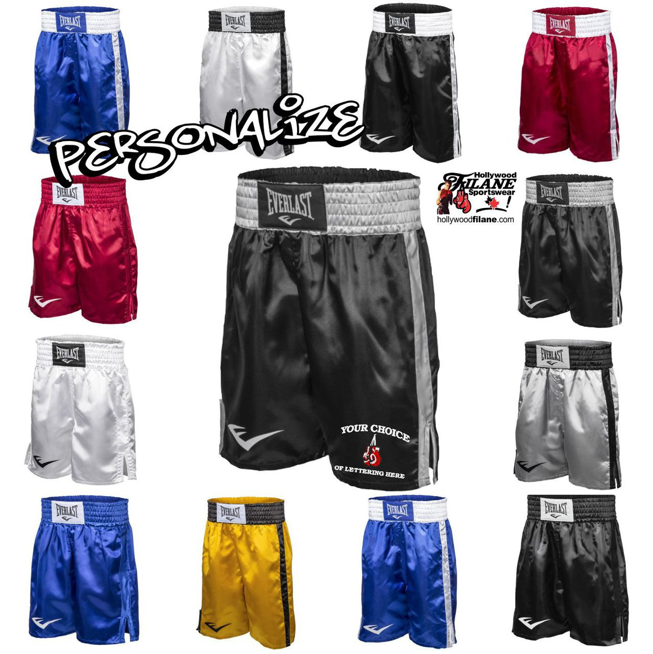 Personalized Everlast Boxing Trunks Custom Embroidered - Hollywood Filane