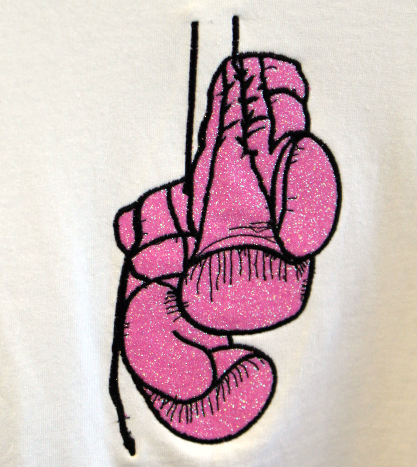 Boxing Gloves - Glitter flake embroidered applique Boxing t-shirt ...