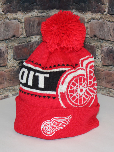 Detroit Red Wings reebok NHL Hockey Cuffed Pom knit toque - Hollywood ...