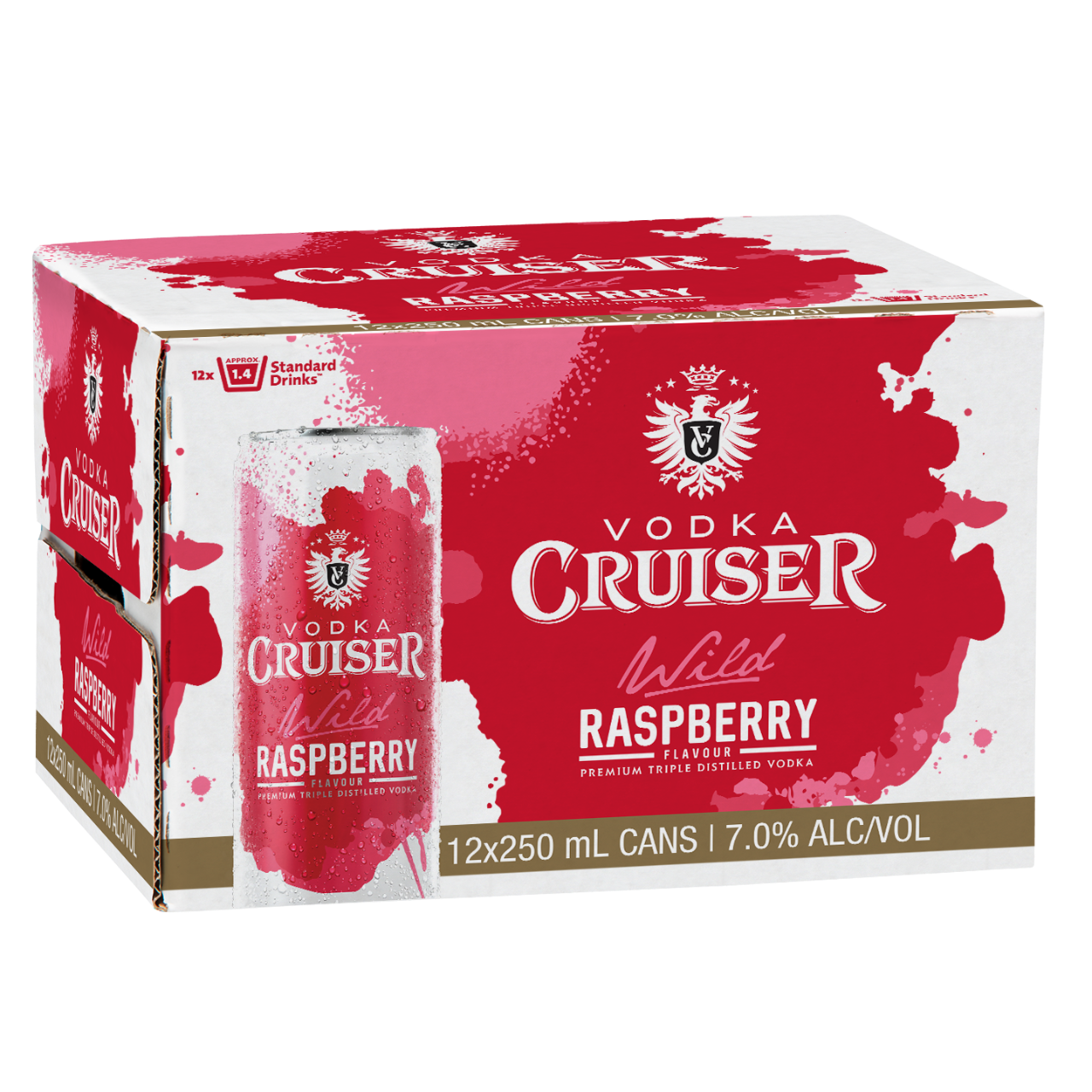 Vodka Cruiser Wild Raspberry 7.0% 250mL Cans 12 Pack - Drinks Cart - NZ