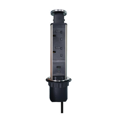 PowerTech Micro Pop Up Socket with USB Ports - Sycamore B2B