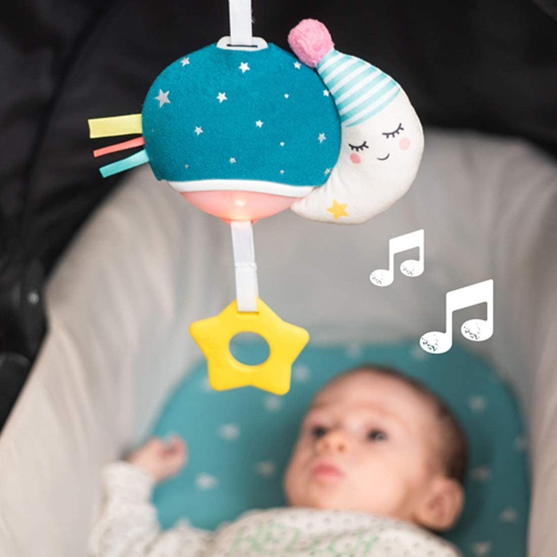 Taf Toys Musical Mini Moon, On-The-Go Pull Down Hanging Music and ...