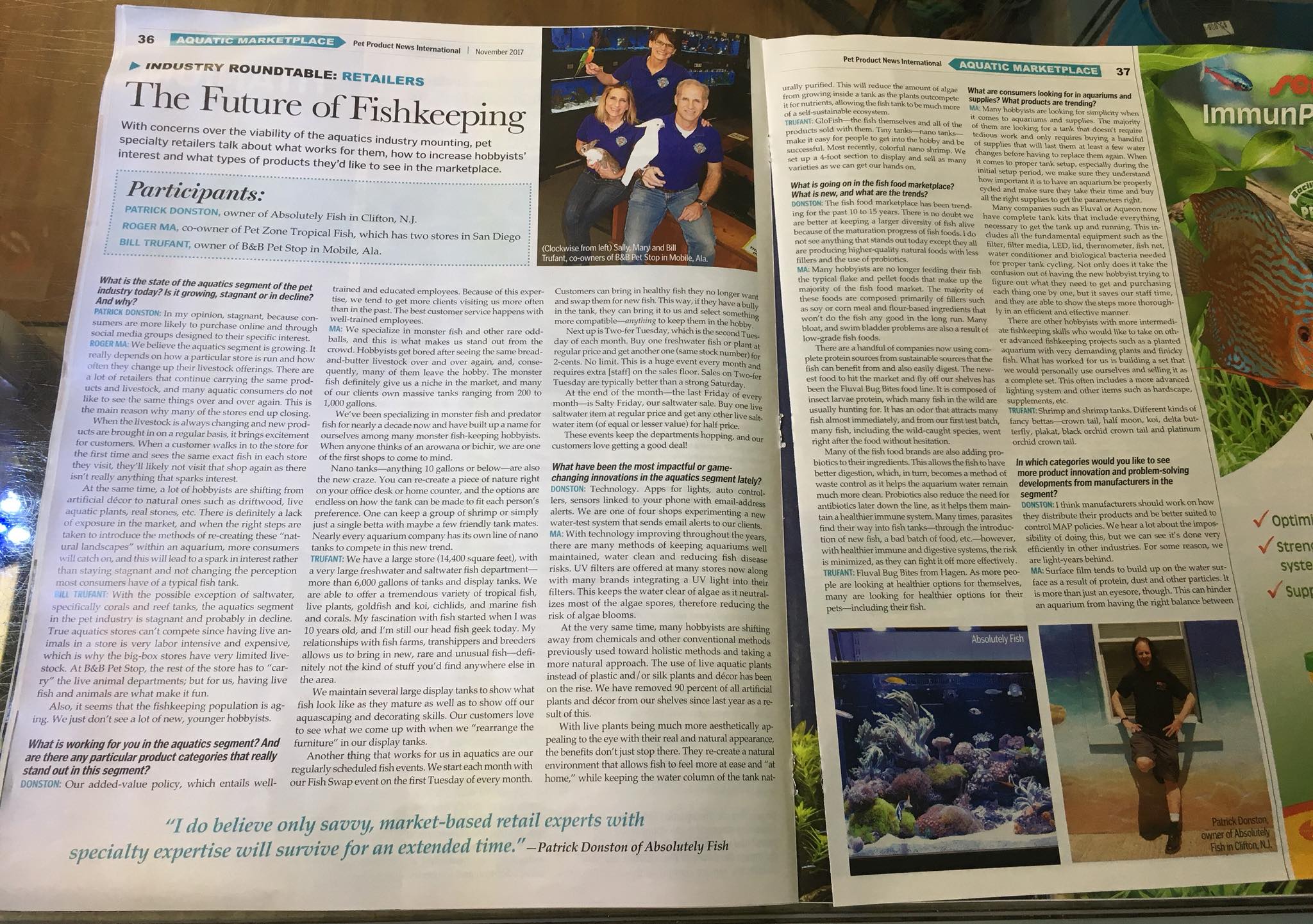 We Are Featured in The Aquatic Retailer Segment Q&A Roundtable Article ...