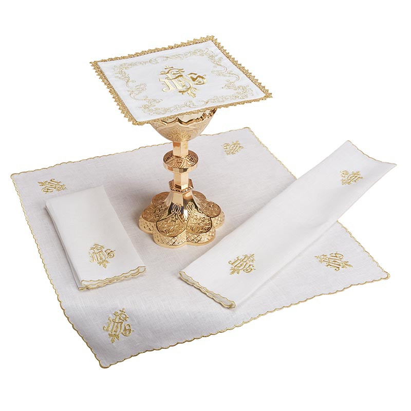 Embroidered IHS lace trim Altar Linen Gift Set - [Consumer]Autom