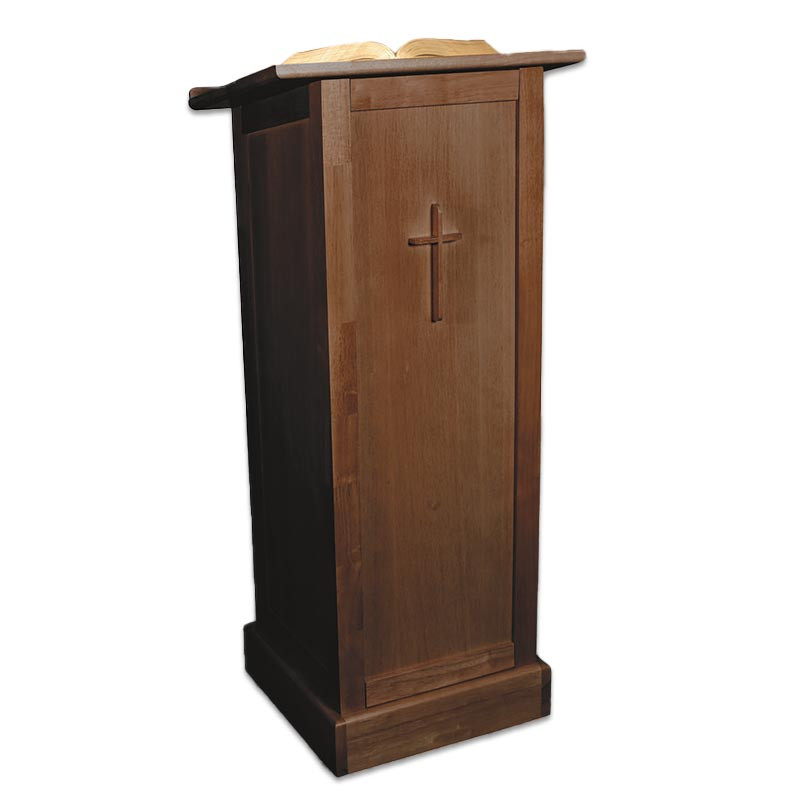 Walnut Finish Full Lectern with Shelf - [Consumer]Autom