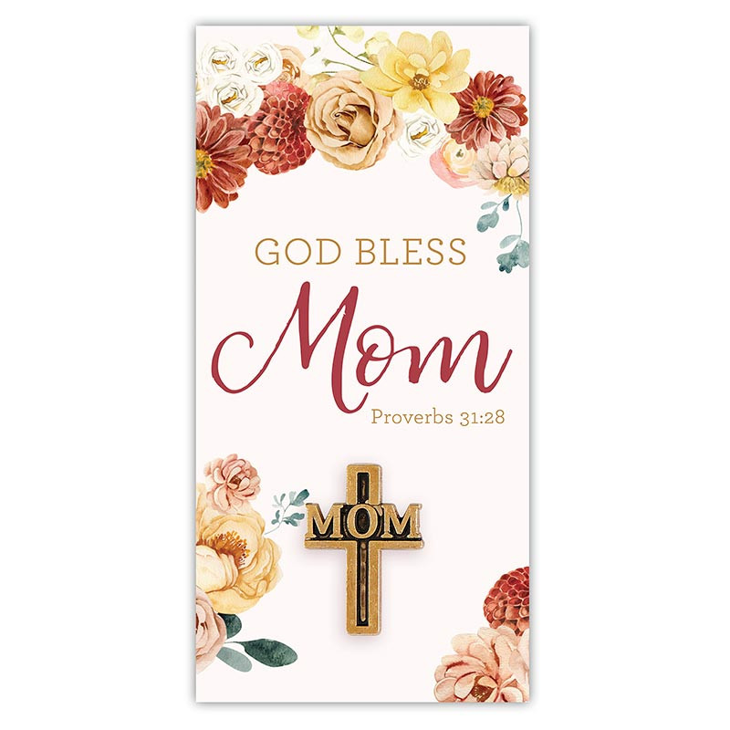 God Bless Mom Lapel Pin with Card - 12/pk - [Consumer]Autom