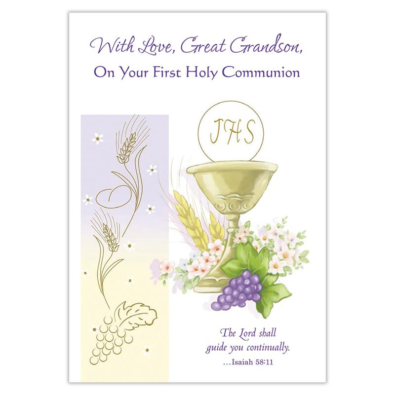 Printable First Communion Grandson Card First Holy Communion Card