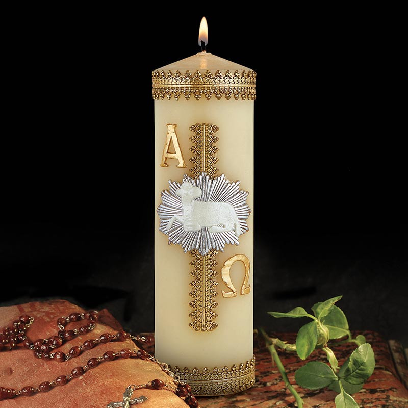 Silver Lamb of God Family Prayer Candle - [Consumer]Autom