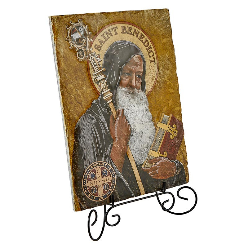 St. Benedict Tile Plaque with Stand - [Consumer]Autom