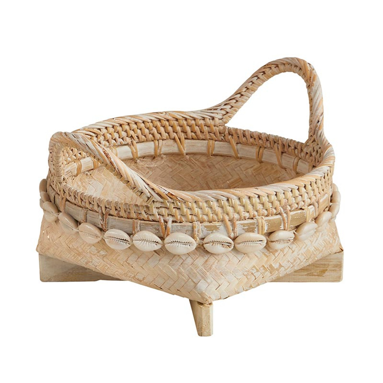 Shell Baskets With Handles - Set of 3