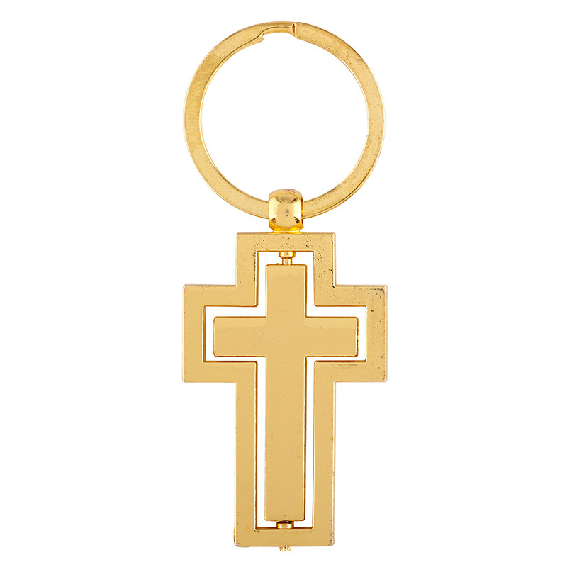 Gold Rotating Cross Key Ring - 12/pk - [Consumer]Autom