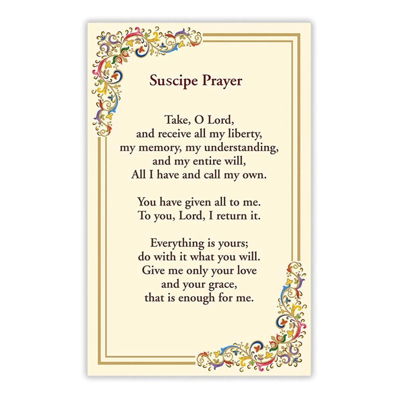 Suscipe Prayer Florentine Holy Card - 25/pk - [Consumer]Autom