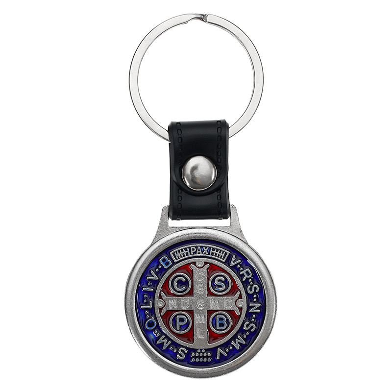 Blue Enamel St. Benedict Medal Key Ring - 12/pk - [Consumer]Autom