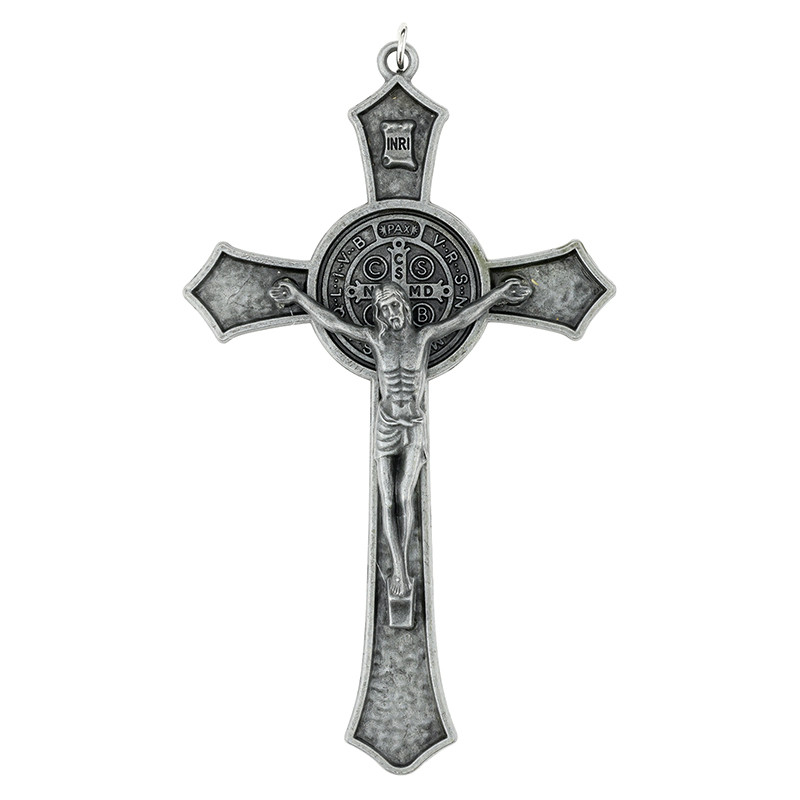 St. Benedict Antique Silver Crucifix - 10/pk - [Consumer]Autom