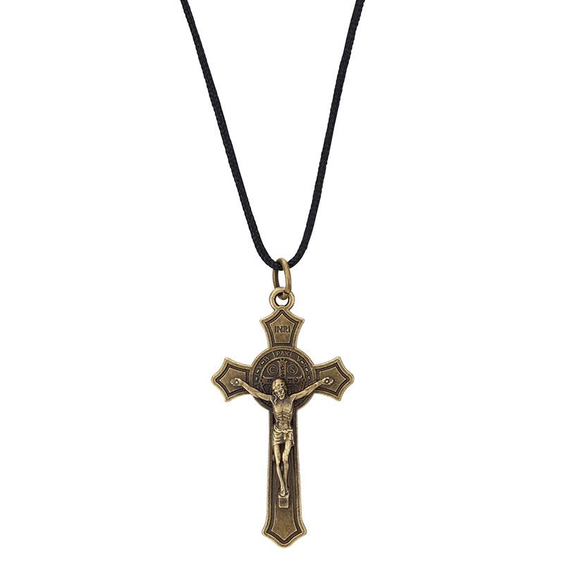 St. Benedict Antique Bronze Crucifix Pendant - 12/pk - [Consumer]Autom