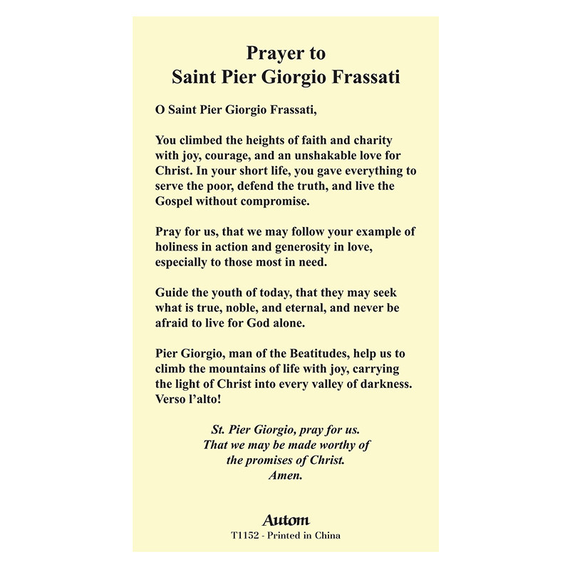 St. Pier Giorgio Frassati Holy Card - 100/pk - [Consumer]Autom