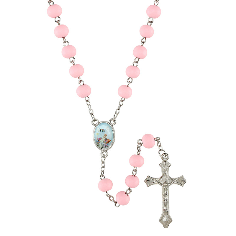 Pink Baptism Rosary with Case - 12/pk - [Consumer]Autom