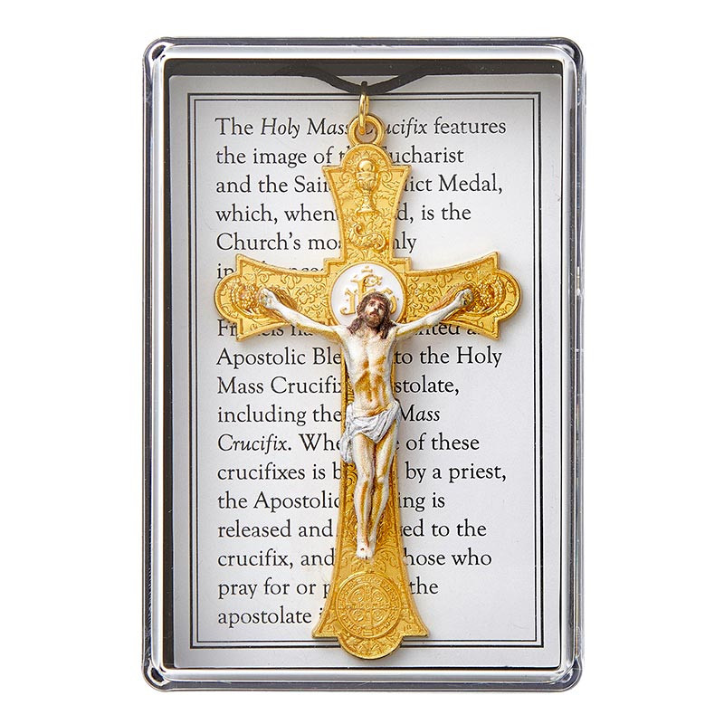 Gold Holy Mass Crucifix Pendant with Cord - [Consumer]Autom