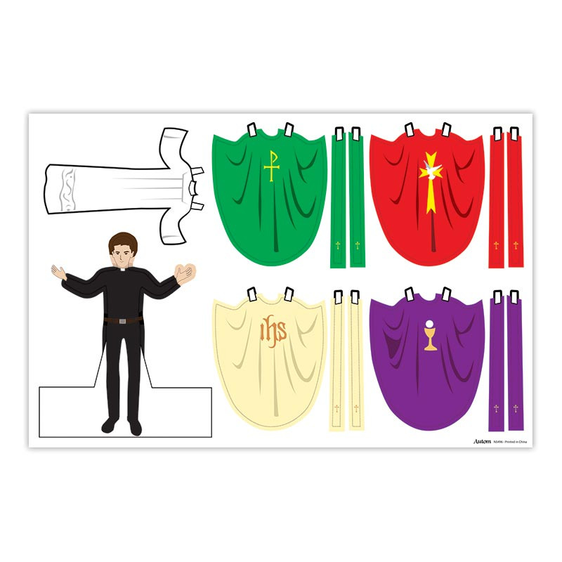 Liturgical Colors Priest and Chasubles Play Set - 18 sets/pk ...