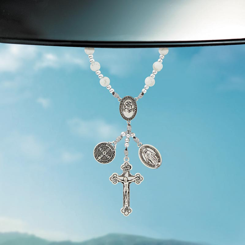 St. Christopher Marbled Auto Rosary - 8/pk - [Consumer]Autom