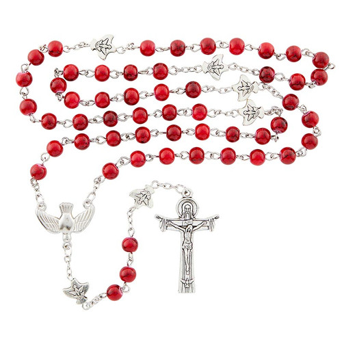 Holy Spirit Red Marble Confirmation Rosary - 6/pk - [Consumer]Autom
