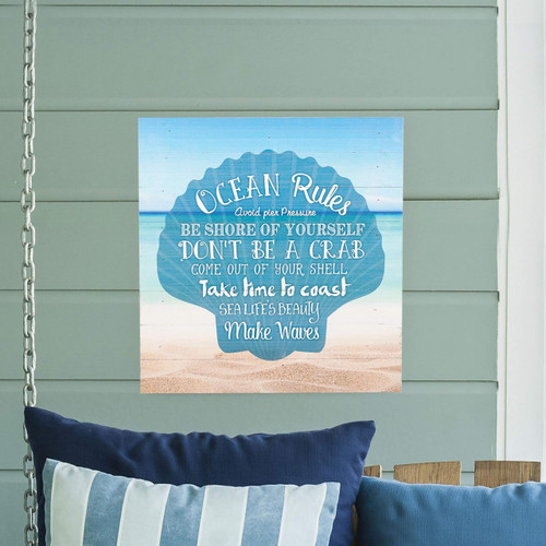 Pallet Sign - Ocean Rules Seashell - [Consumer]Autom