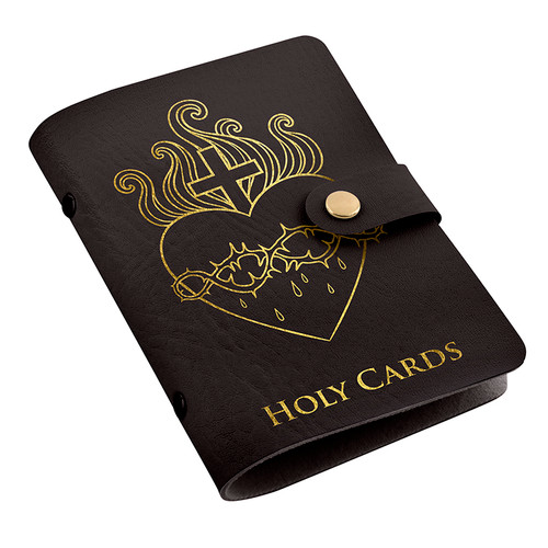 Dark Brown Sacred Heart Holy Card Holder - 8/pk - [Consumer]Autom