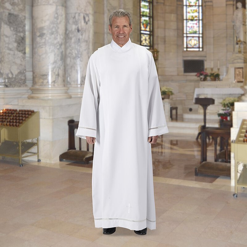 Eyelet Edge Front Wrap Alb with Cross - [Consumer]Autom