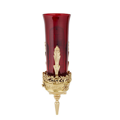 Ornate Wall Mount Sanctuary Lamp with Ruby Glass Globe - [Consumer]Autom