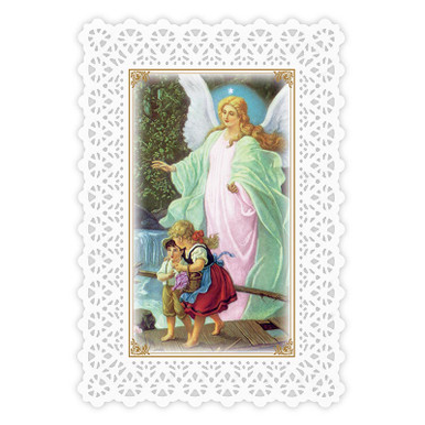 Guardian Angel Prayer Laminated Lace Holy Card - [Consumer]Autom
