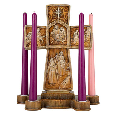 Nativity with Star Cross Advent Wreath - [Consumer]Autom