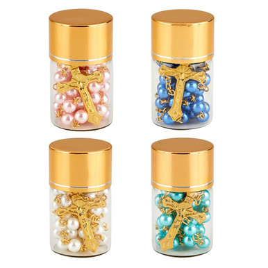 Pearls of Faith Mini Rosary in a Bottle Assortment (4 Asst) - 12/pk ...