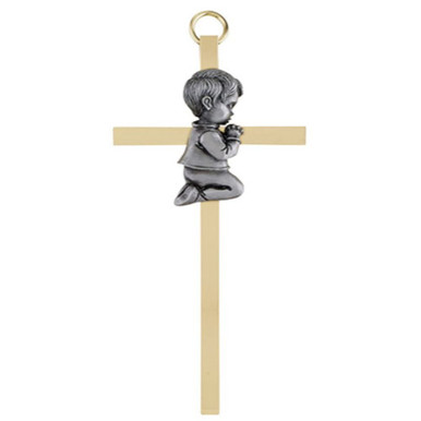 4-1/4" Baby Boy Brass Cross - 4/pk - [Consumer]Autom