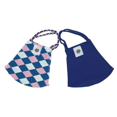 Pom Masks - Pink/Blue Argyle - 2/pk