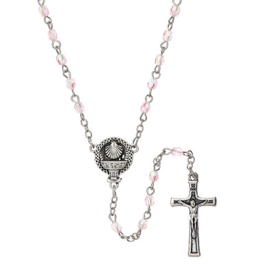 Pink Baptism with Shell and Font Rosary - 12/pk - [Consumer]Autom