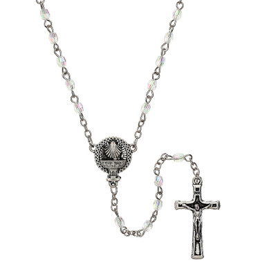 White Baptism with Shell and Font Rosary - 12/pk - [Consumer]Autom