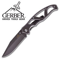 Gerber Paraframe I Plain Folding Knife - Black - Hero Outdoors