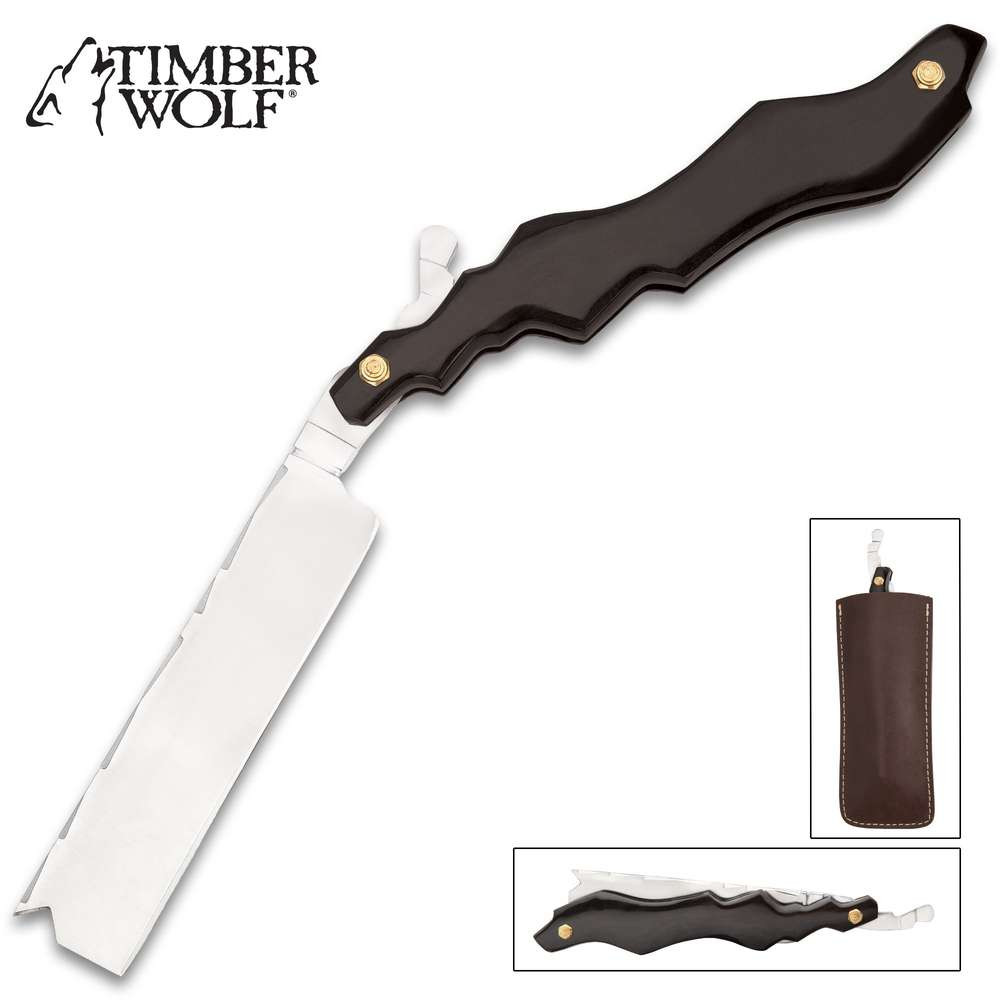 Timber Wolf Black Lightning Pocket Razor Knife With Pouch - Hero Outdoors