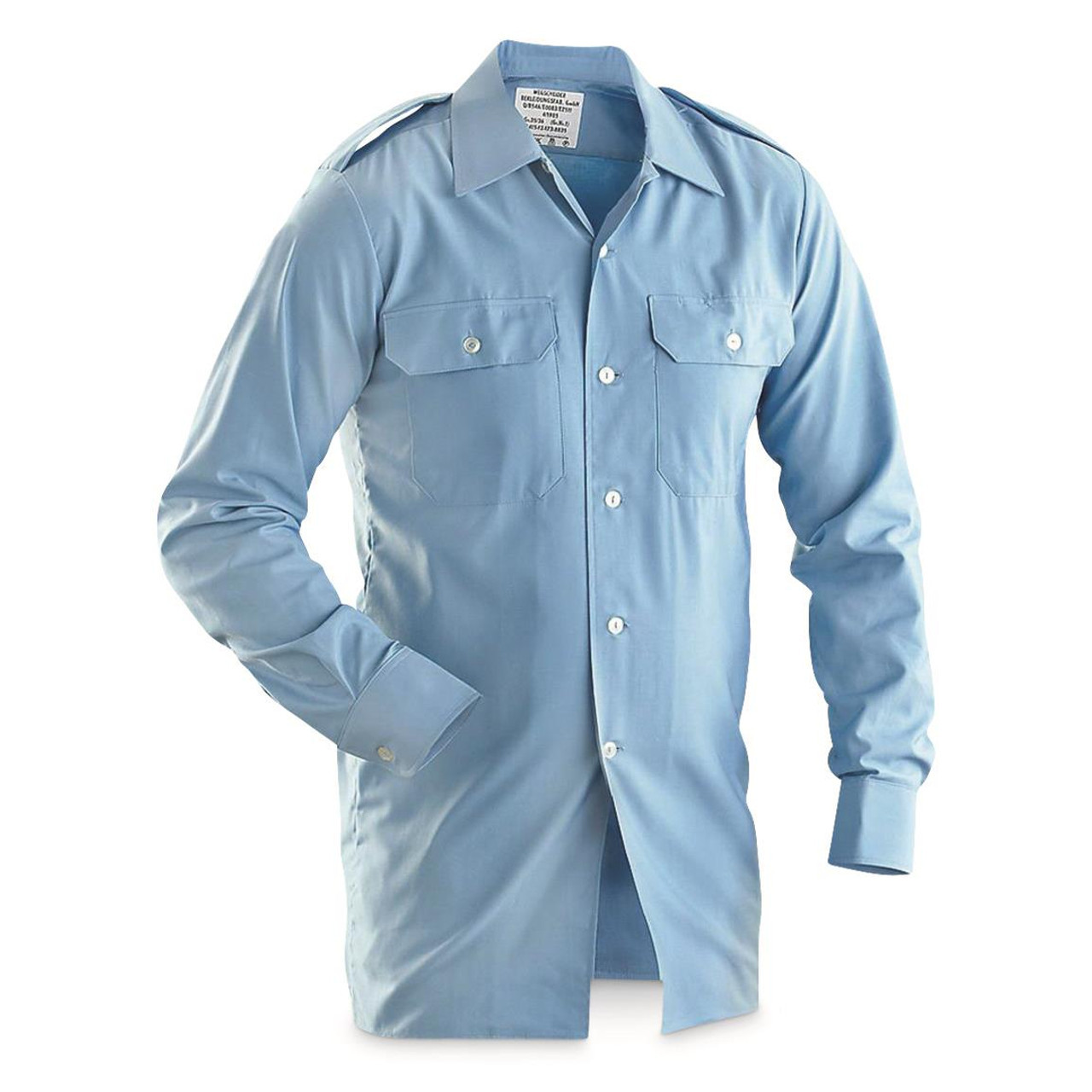 German Armed Forces Blue Long Sleeve Service Shirt - Hero Outdoors