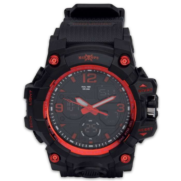M48 Black And Red Analog And Digital Tactical Watch - Hero Outdoors