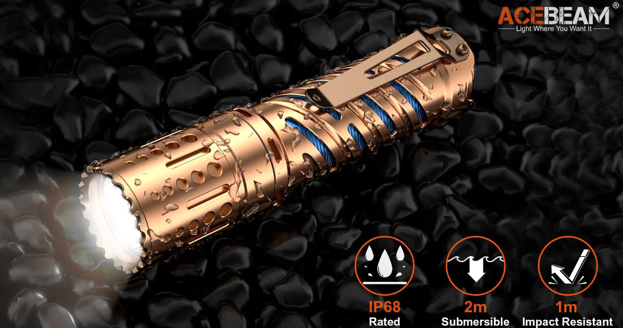 Acebeam E70-CU EDC Flashlight, Copper - 4600 Lumens - 6500K - Hero Outdoors