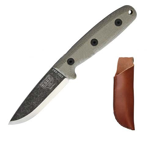 ESEE RB3-BO Camp-Lore Scandi Fixed Blade Knife, 1095 Carbon, Micarta ...