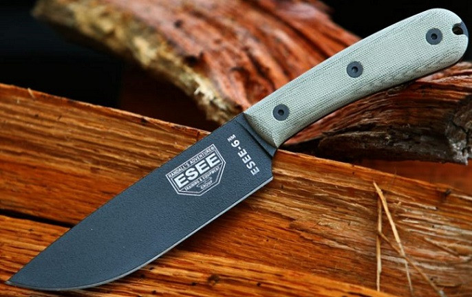 ESEE 6-HM Fixed Blade Knife, 1095 Carbon, Modified Micarta Handle ...
