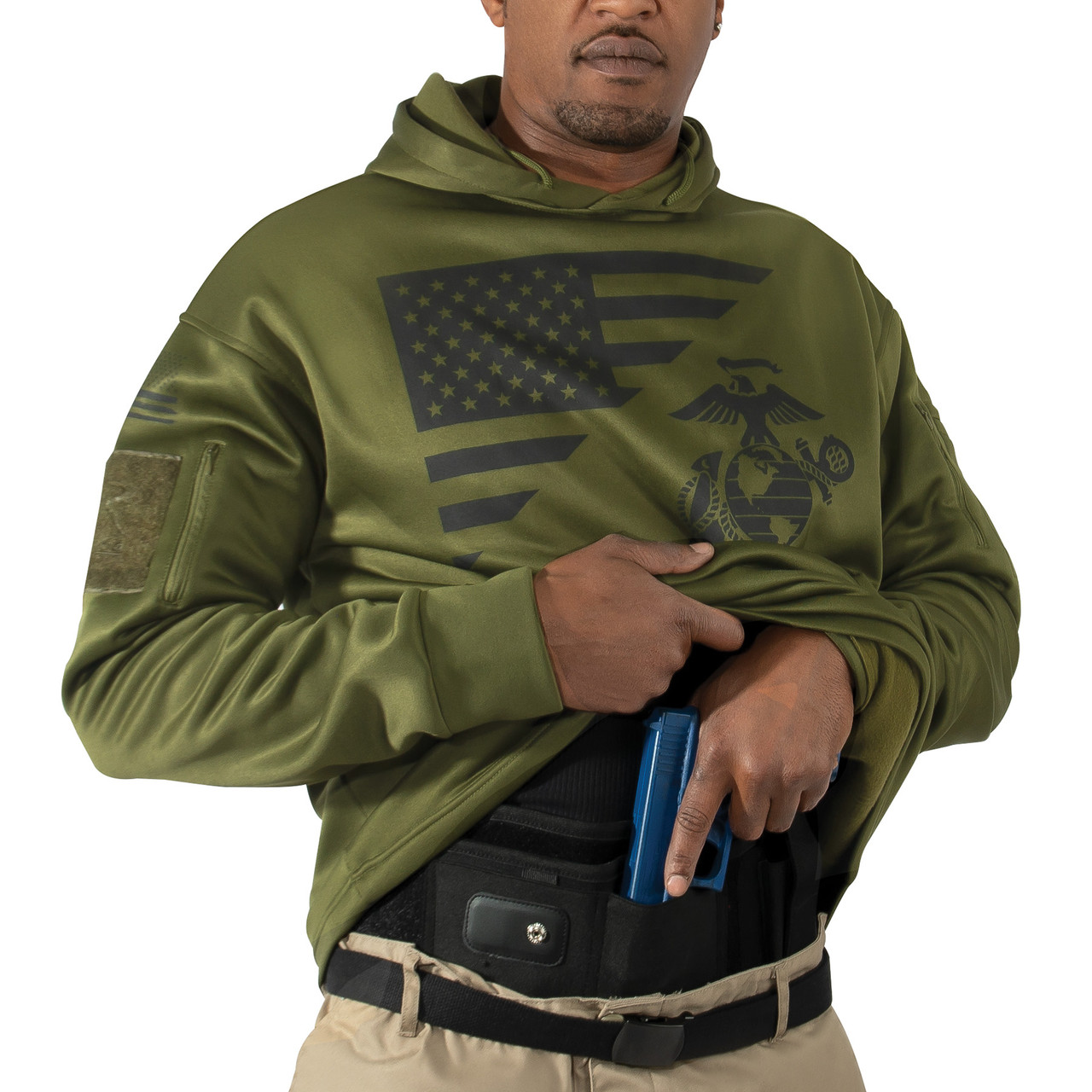Rothco US Flag/USMC Eagle, Globe, & Anchor Concealed Carry Hoodie ...