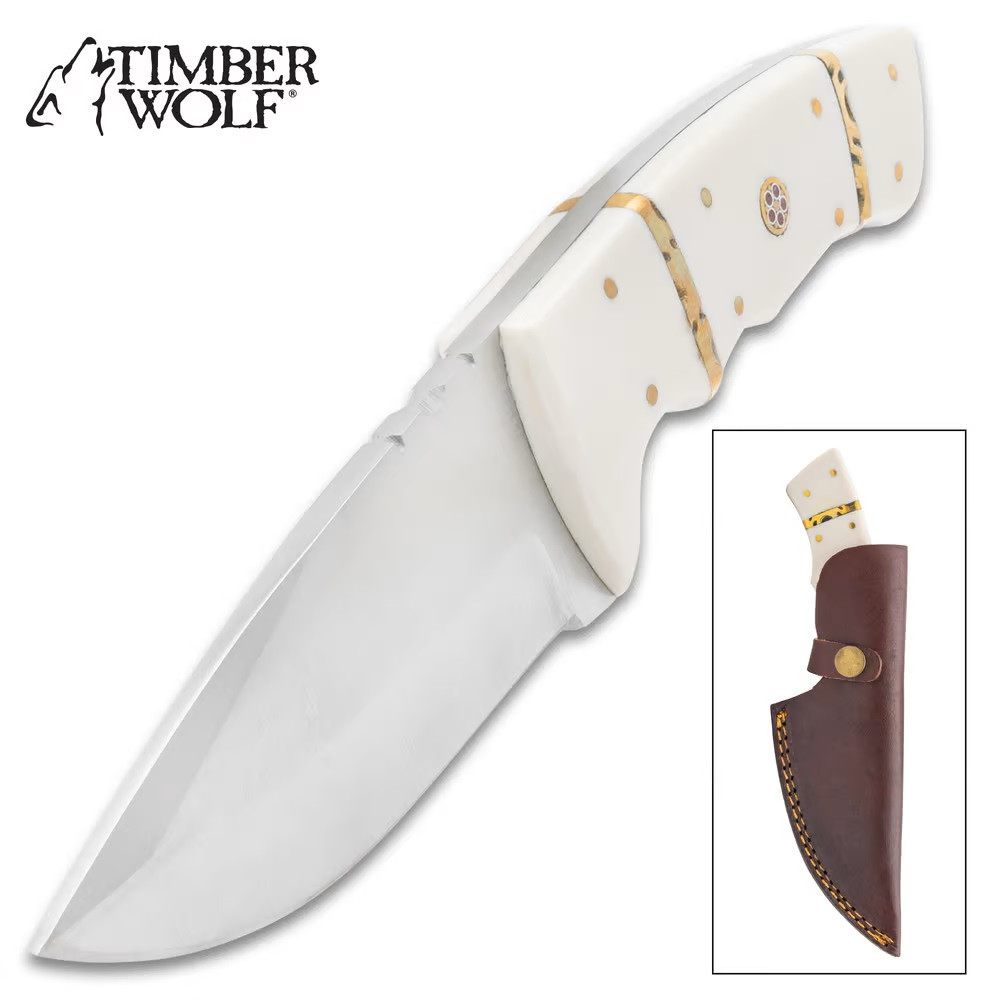 Timber Wolf Snow Leopard Knife w/Sheath - Hero Outdoors