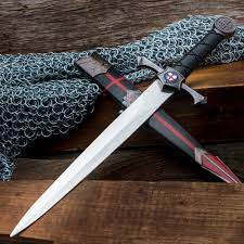 Crusader Knight Silver Display Dagger And Scabbard - Hero Outdoors