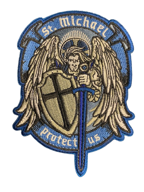 St. Michael Protect Us Moral Patch - Blue - Hero Outdoors